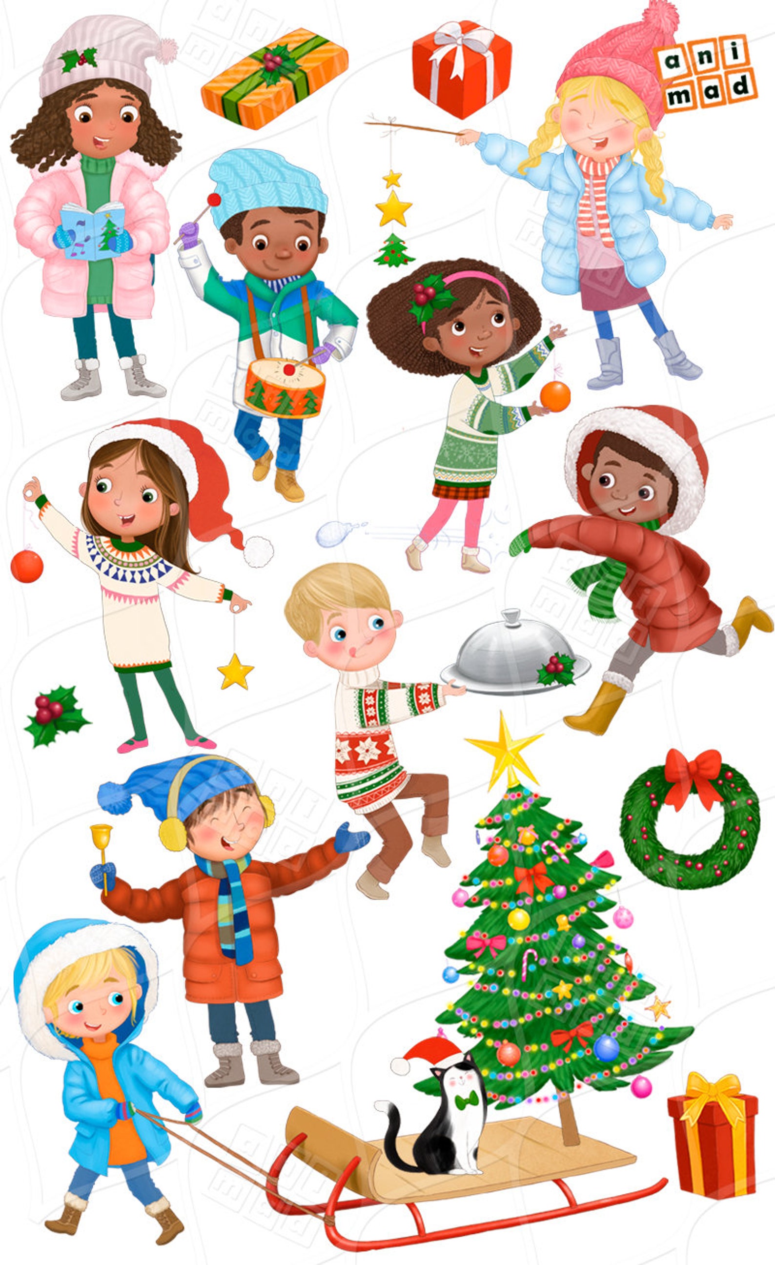 CHRISTMAS Clipart for Kids Christmas Graphics Instant | Etsy