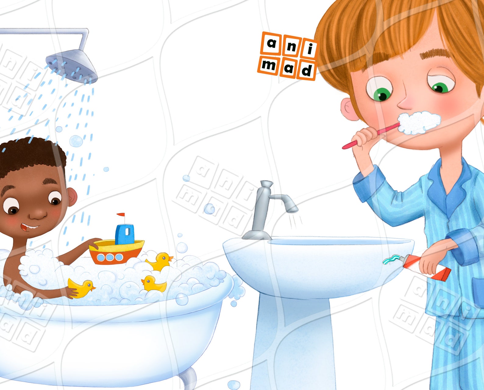 Kids Hygiene clip art instant download washing hands | Etsy