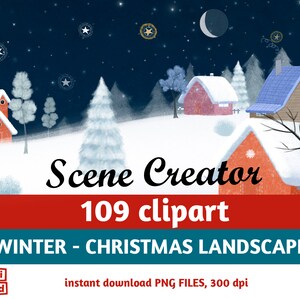 CHRISTMAS and Winter Landscapes Clip Art, Winter SCENE CREATOR ...