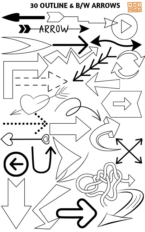 30 ARROWS Clip Art, Arrows Clipart for Comic Strips, Comic Arrows ...