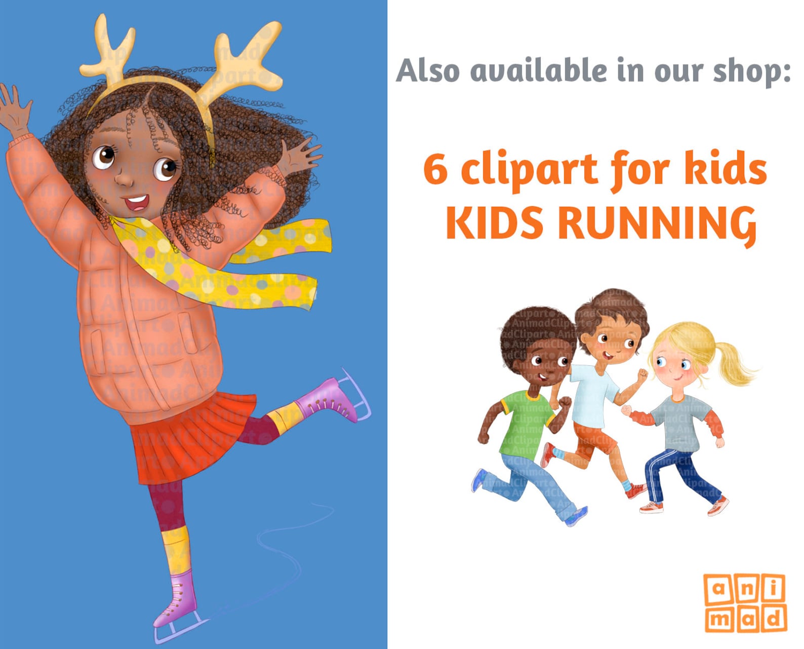 ICE SKATING KIDS Clip Art, Diversity, Clipart for Kids, Boy Clipart ...