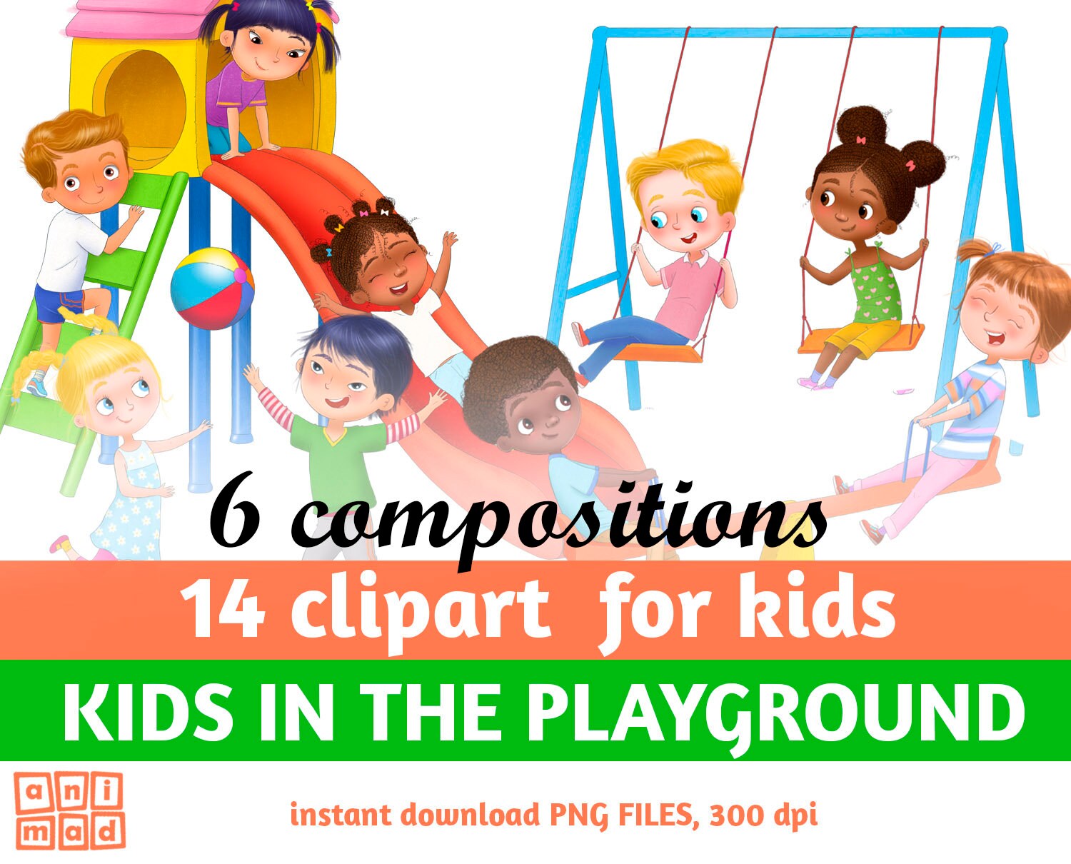Playgrounds With Kids Clip Art