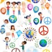 Peace Clipart: Diverse Kids, Dove, Globe (digital Download) - Etsy
