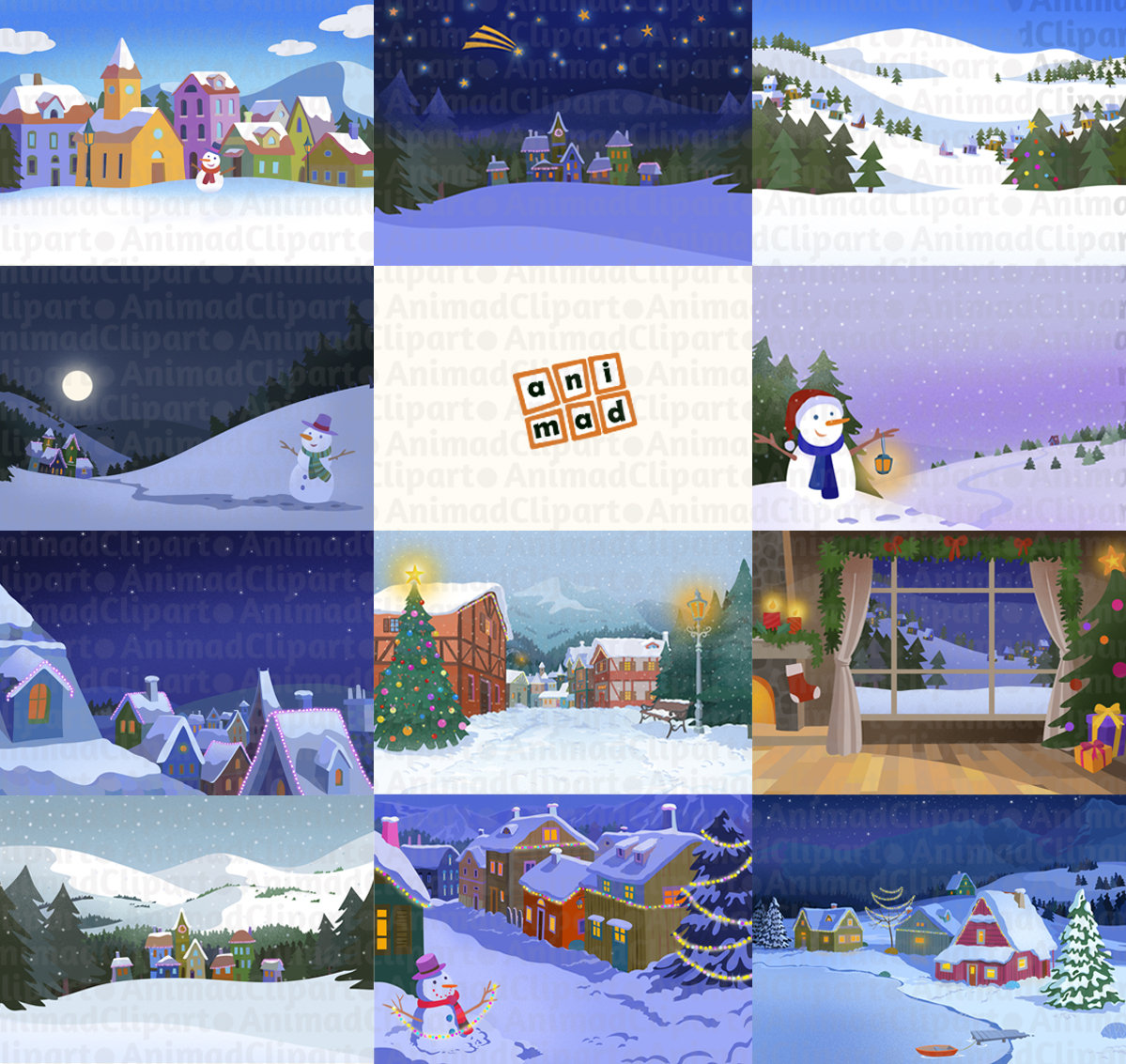 CHRISTMAS BACKGROUNDS for Kids, Xmas Templates, Winter Landscapes ...