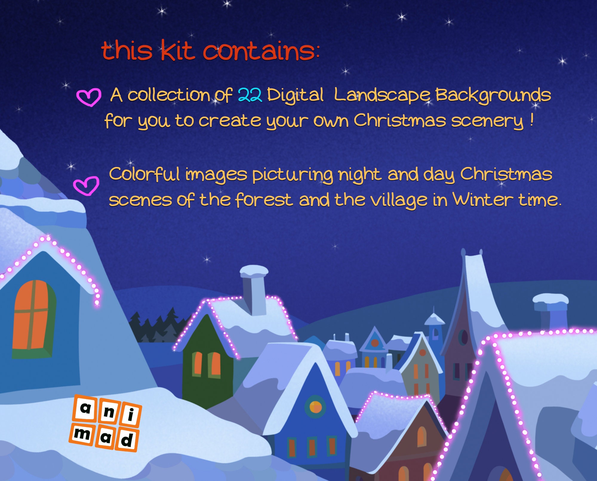 CHRISTMAS BACKGROUNDS for Kids, Xmas Templates, Winter Landscapes ...