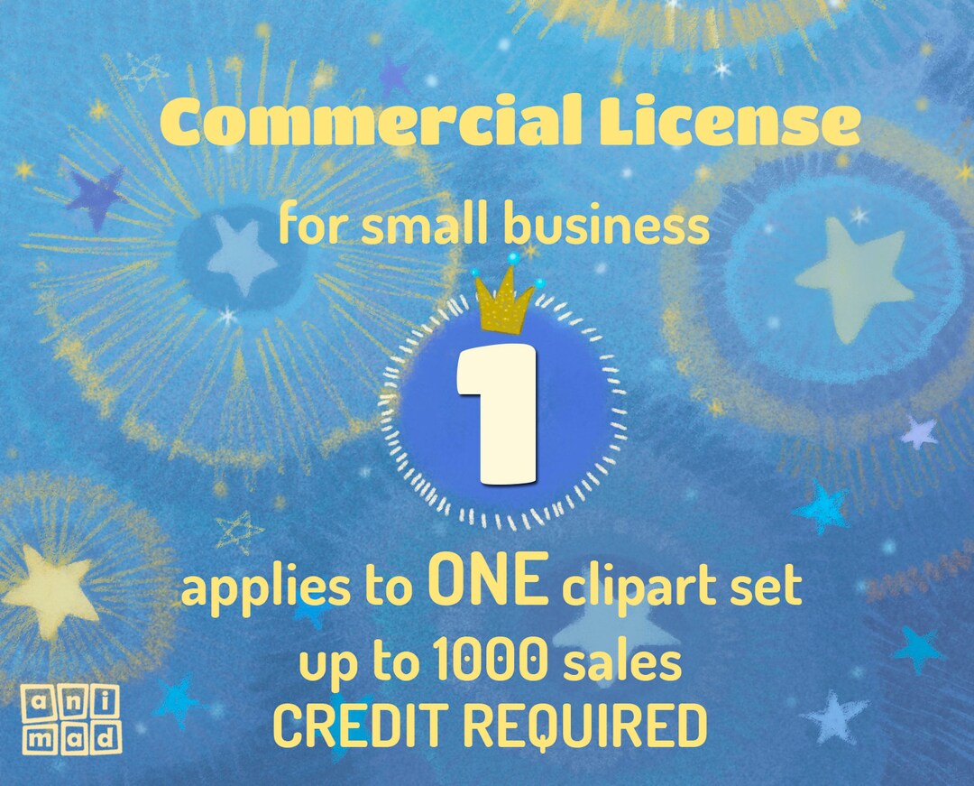 COMMERCIAL License, for ONE Clipart Set, for Small Business, up to 1000 ...