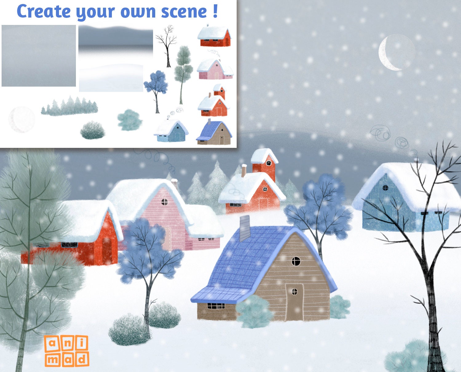 CHRISTMAS and Winter Landscapes Clip Art, Winter SCENE CREATOR ...