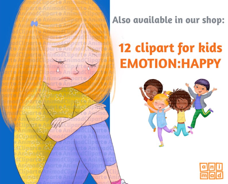 Sad Kids Clip Art: Diverse Emotions, Full Body (digital Download) - Etsy