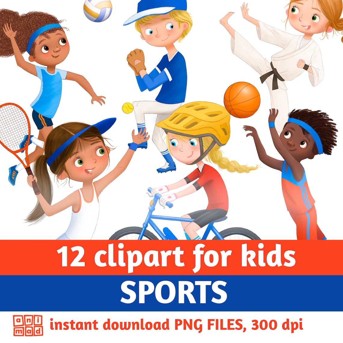 SPORTS Clip Art for Kids, Diversity, Gymnastics Clipart, Kids Clipart ...