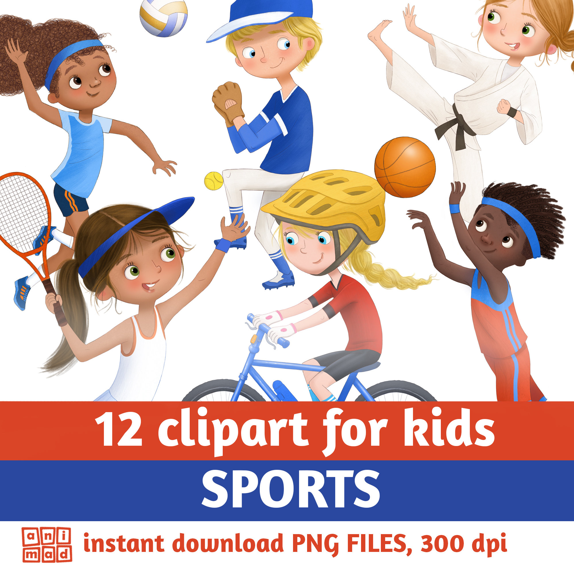 SPORTS Clip Art for Kids, Diversity, Gymnastics Clipart, Kids Clipart ...