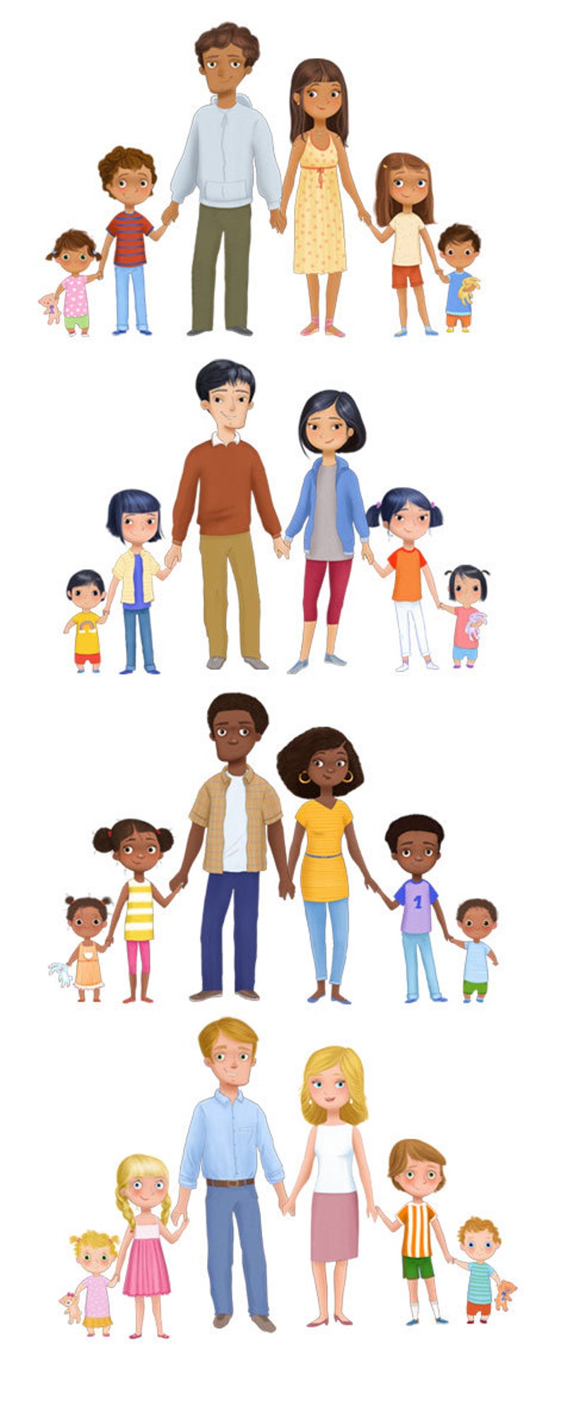 Diverse Family Clip Art: Parents, Kids PNG (digital Download) - Etsy