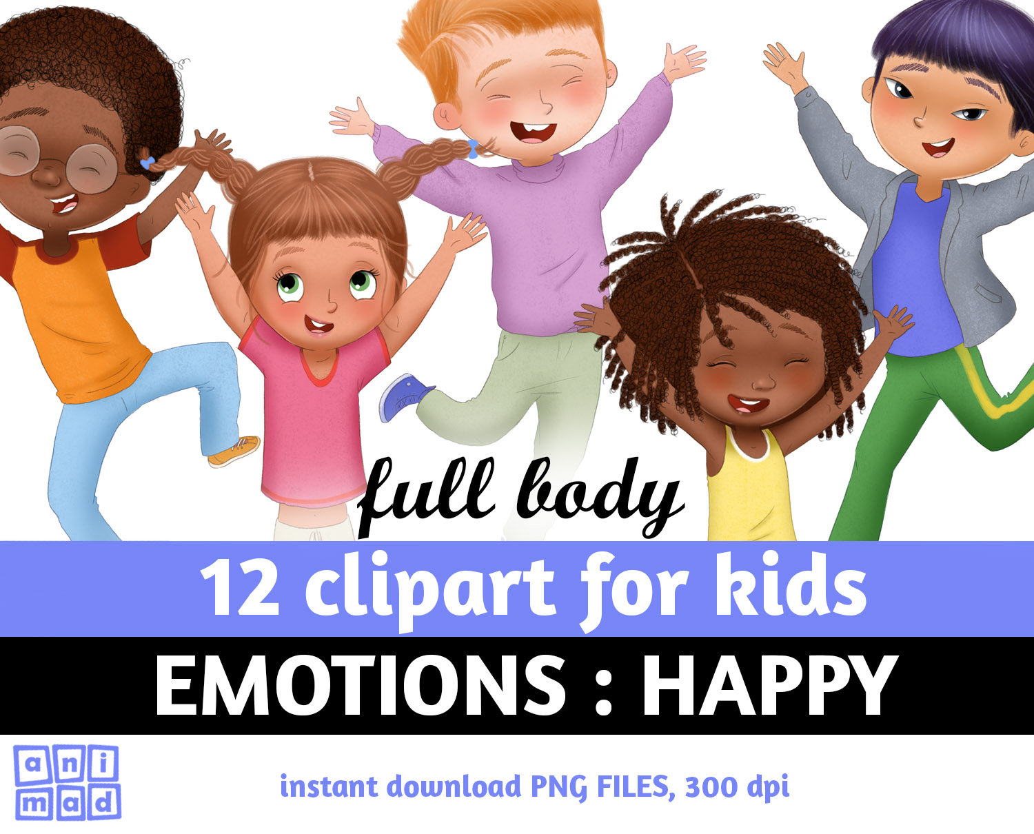 HAPPY EMOTIONS Clip Art for Kids Feelings Clipart Body - Etsy