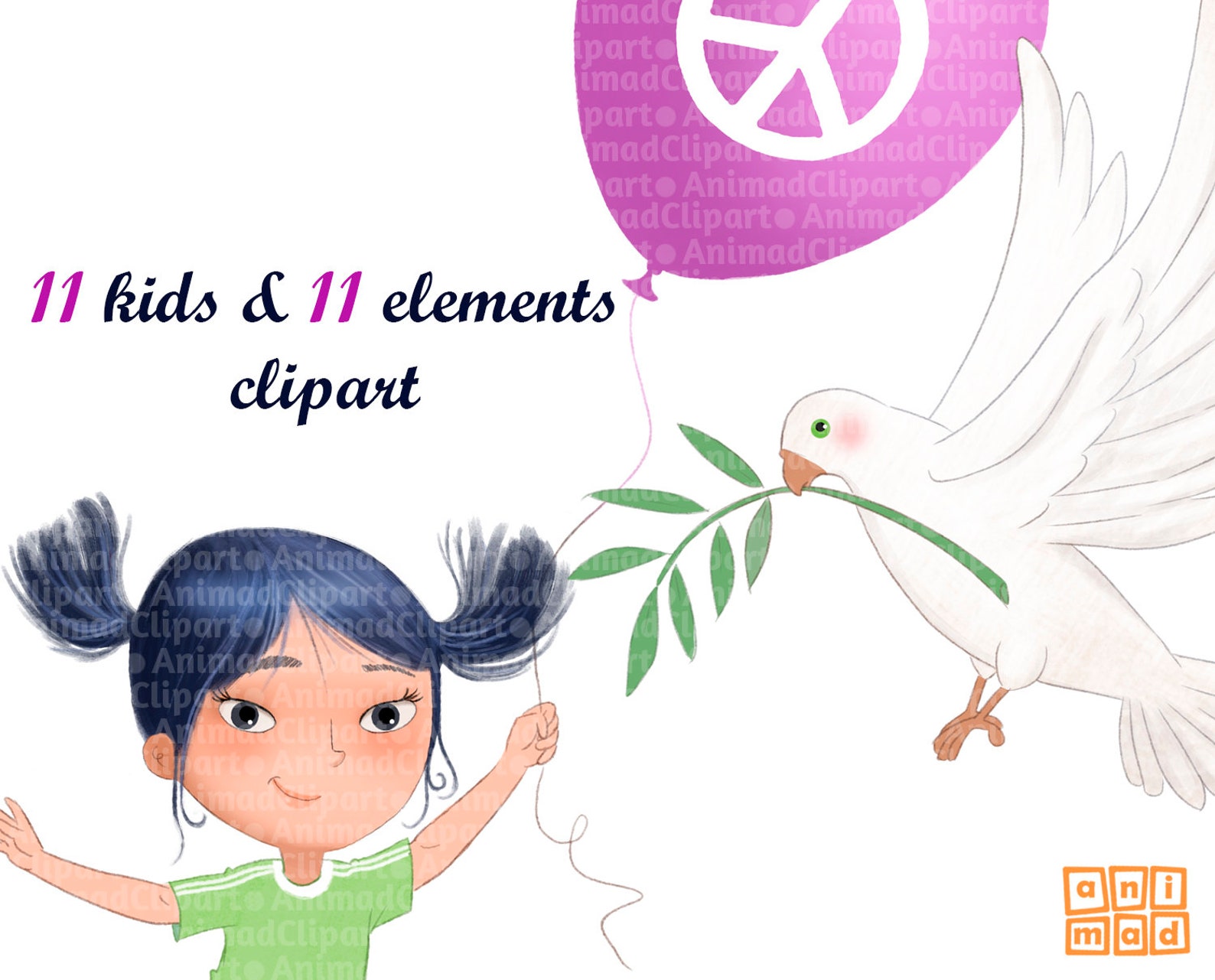 Peace Clipart: Diverse Kids, Dove, Globe (digital Download) - Etsy
