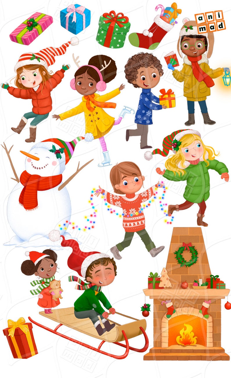 CHRISTMAS Clipart for Kids Christmas Graphics Instant | Etsy