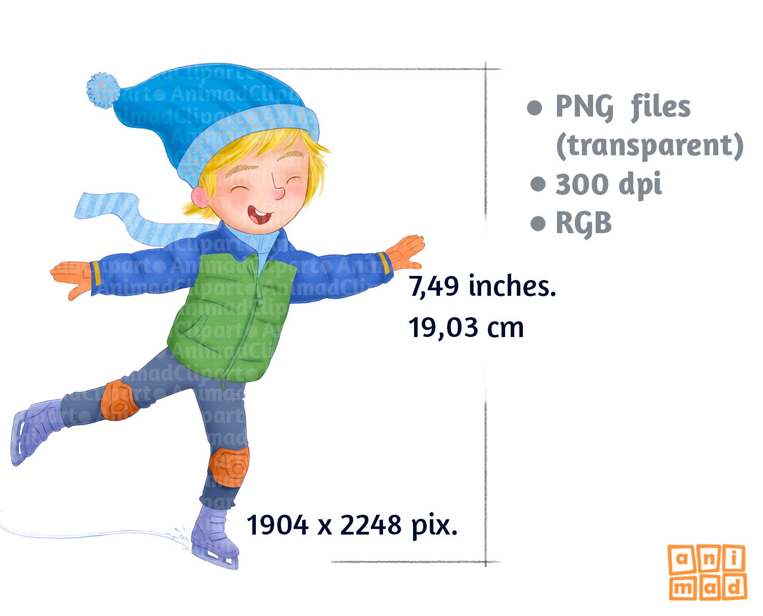 ICE SKATING KIDS Clip Art, Diversity, Clipart for Kids, Boy Clipart ...