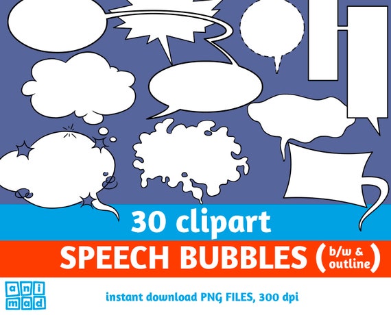 30 SPEECH BUBBLES Clip Art Text Balloons Clipart Text - Etsy