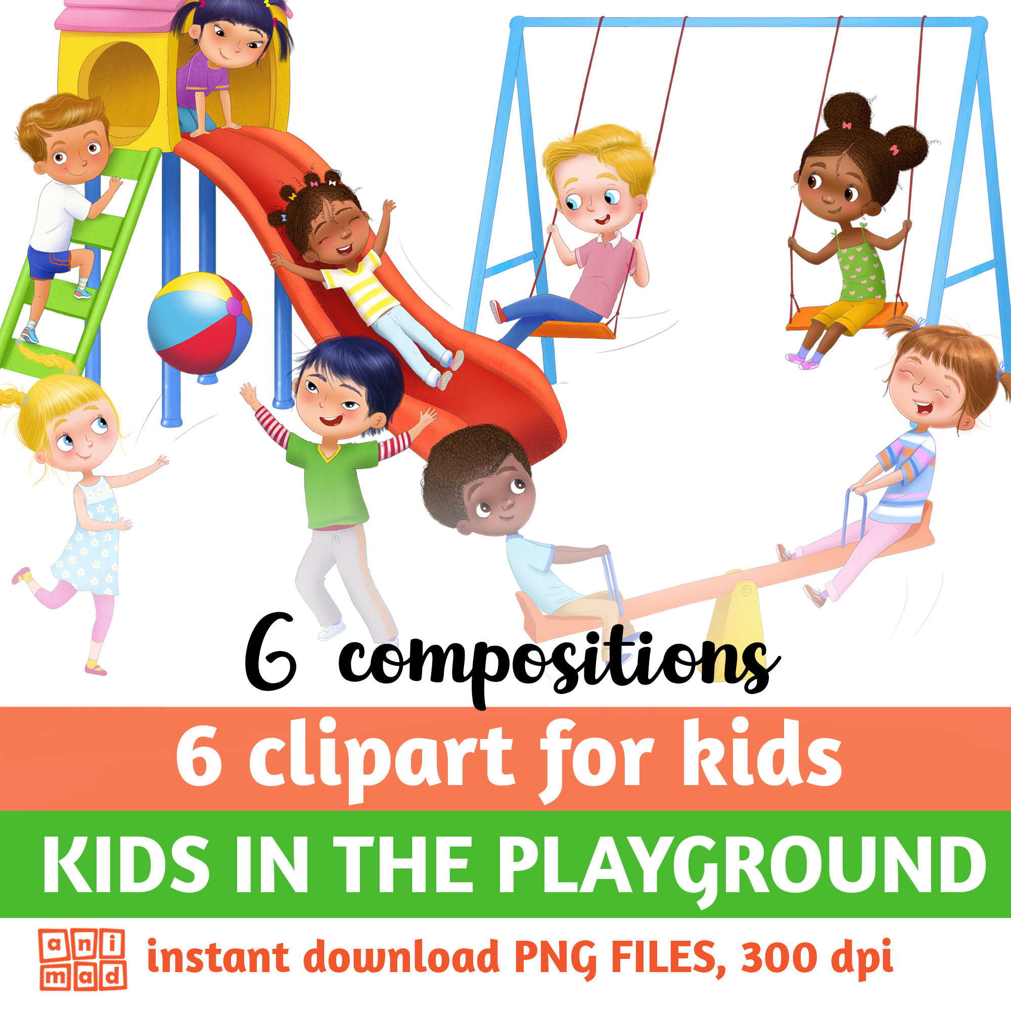 Playgrounds With Kids Clip Art
