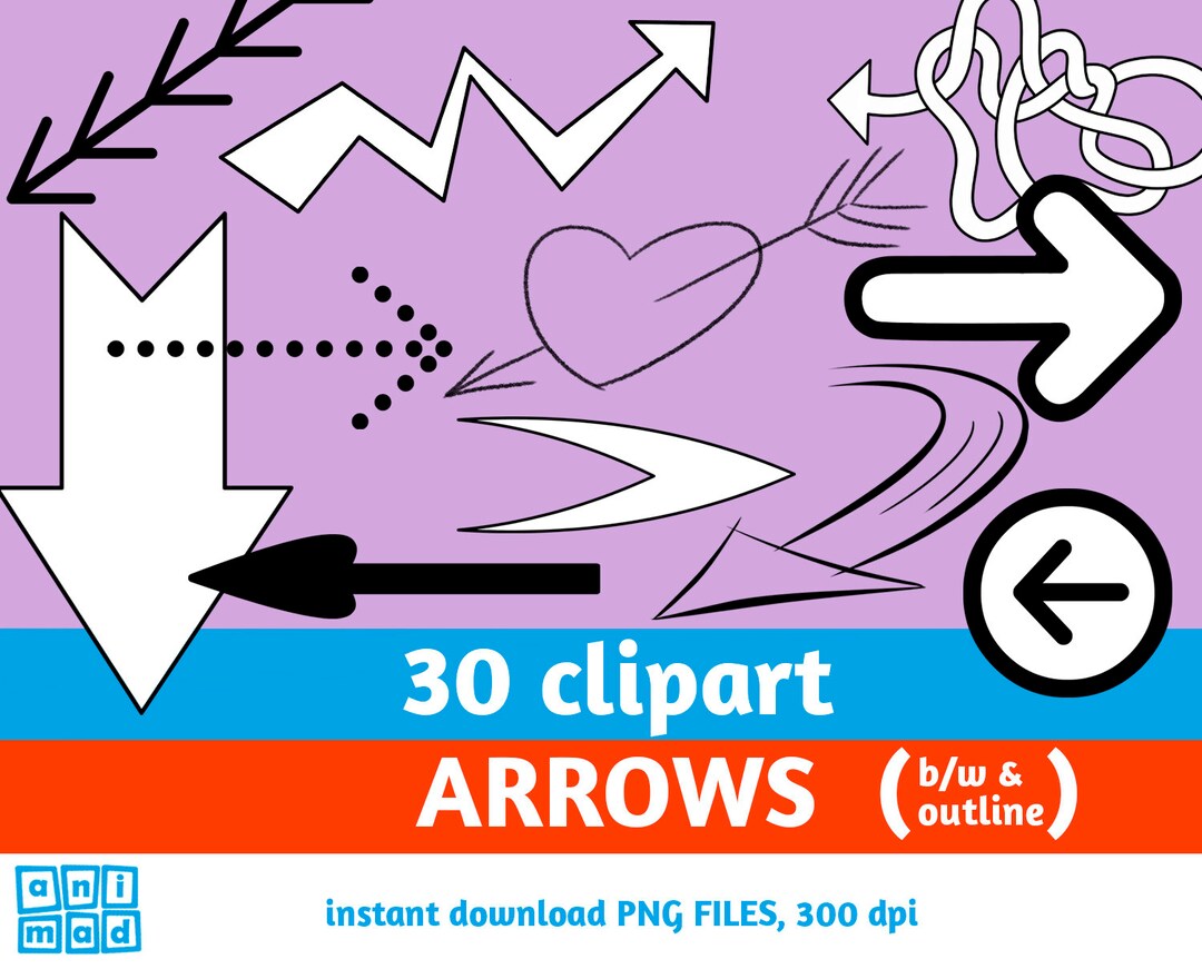30 ARROWS Clip Art, Arrows Clipart for Comic Strips, Comic Arrows ...