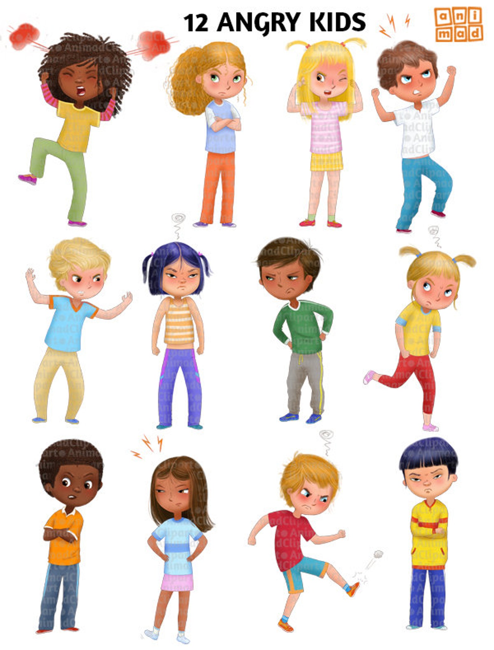 ANGRY, EMOTIONS Clip Art for Kids, Feelings Clipart, Body Language ...