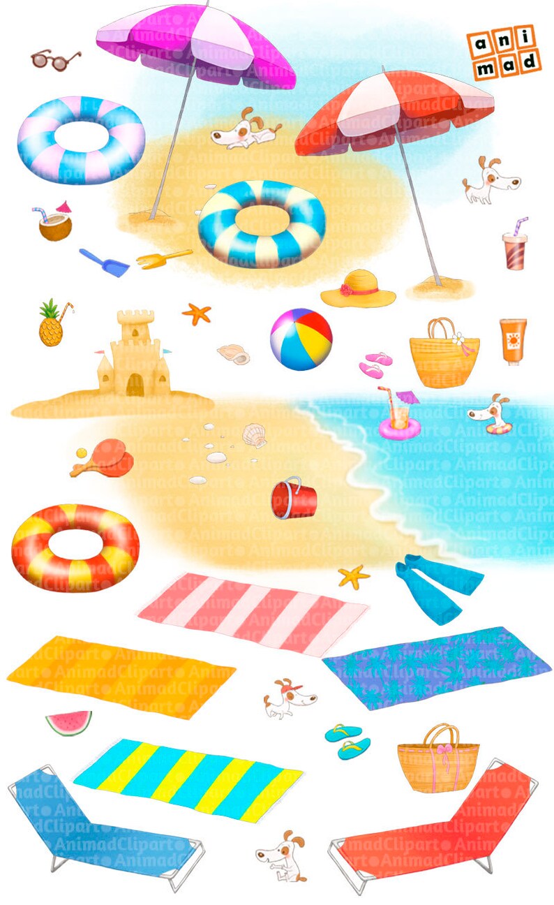 Summer Beach Kids Clipart: Scene Creator, Diverse Characters (digital ...