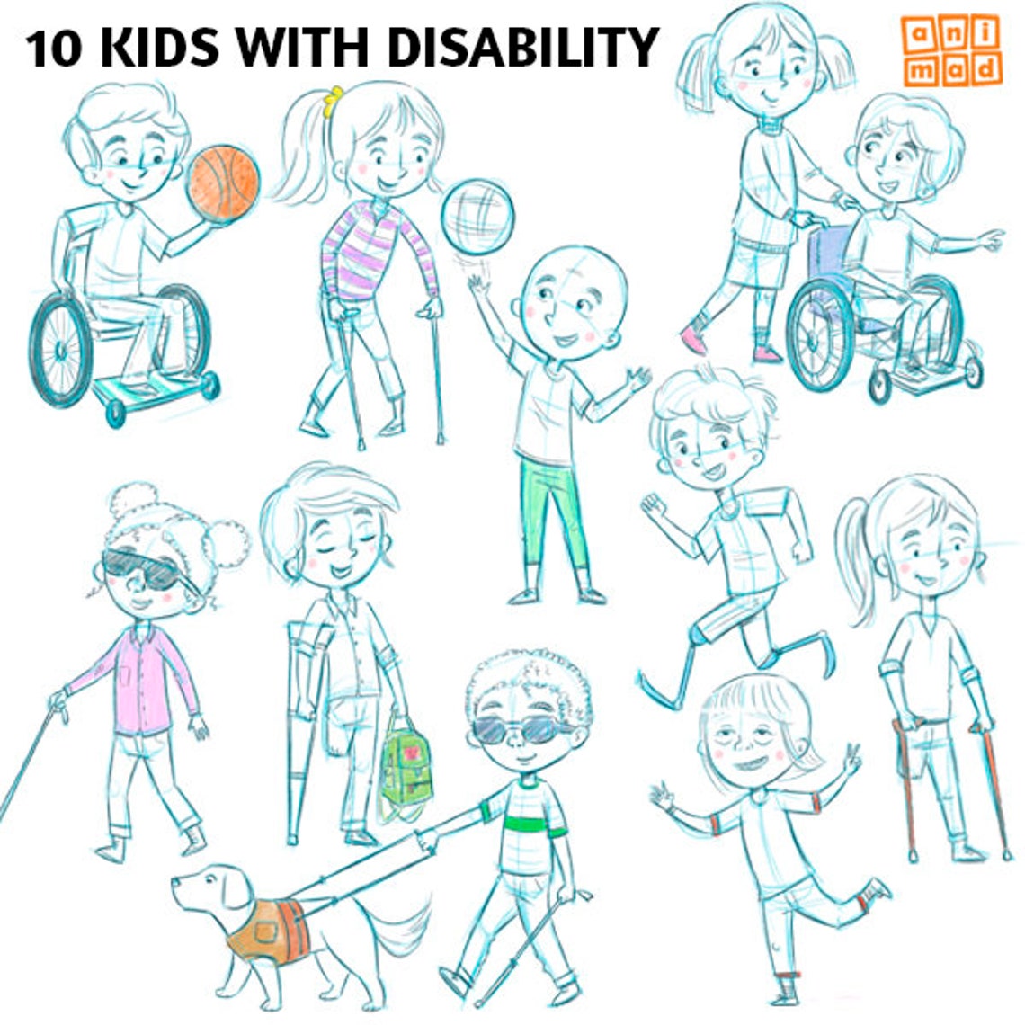 KIDS WITH DISABILITY Clipart, Kids With Special Needs Rough Sketches ...