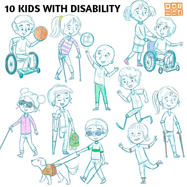KIDS WITH DISABILITY Clipart, Kids With Special Needs Rough Sketches ...