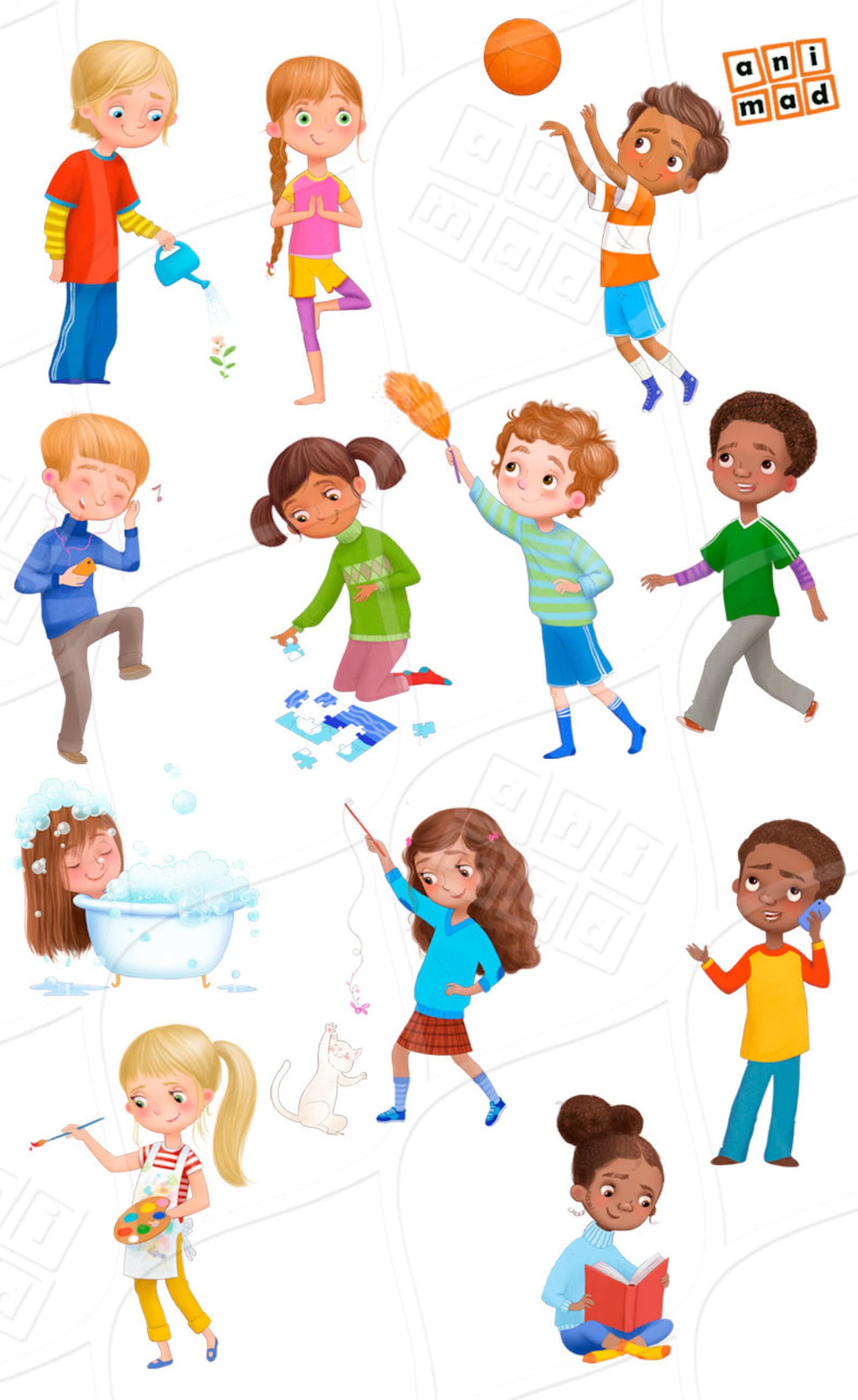 Kids Coping Skills Clipart Kids Emotion Skills Diversity | Etsy