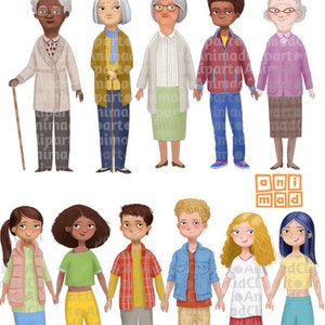 FAMILY CLIP ART for Kids, Diversity, Teens Clipart, Grandparents ...