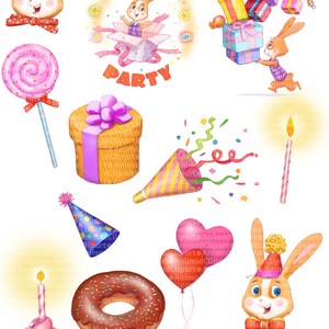 PARTY BUNNY Clip Art for Kids, Birthday Clipart, Party Clipart, Funny ...