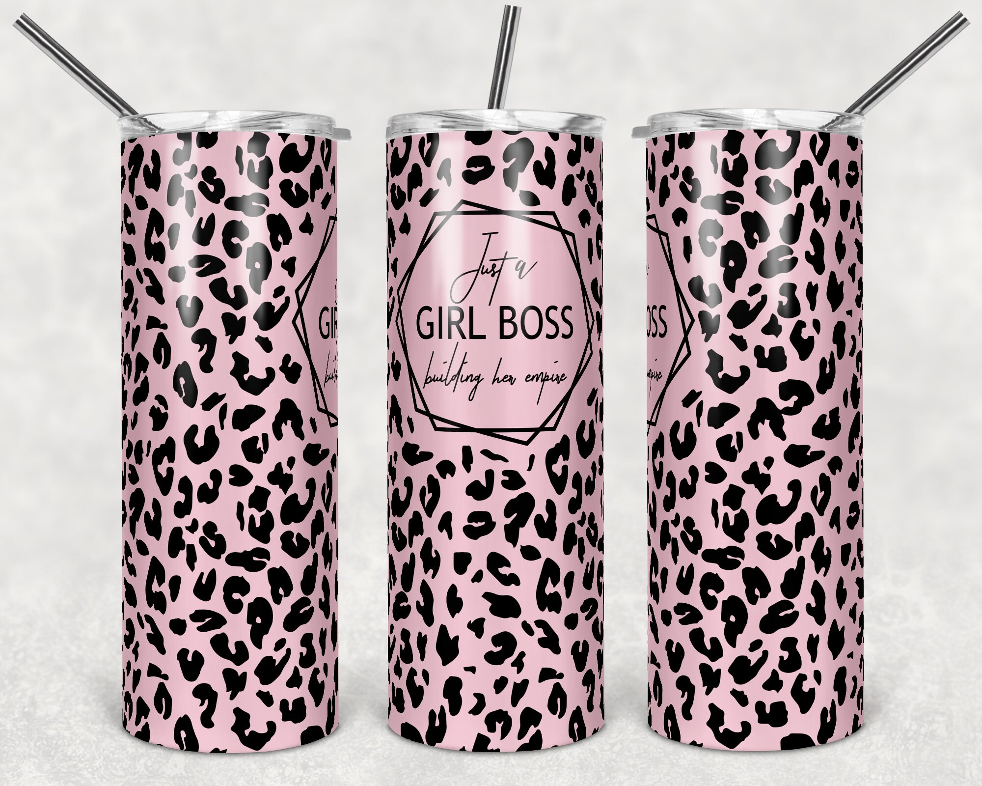 Paper Just a girl boss building her empire leopard Wrap 20oz Str8 ...