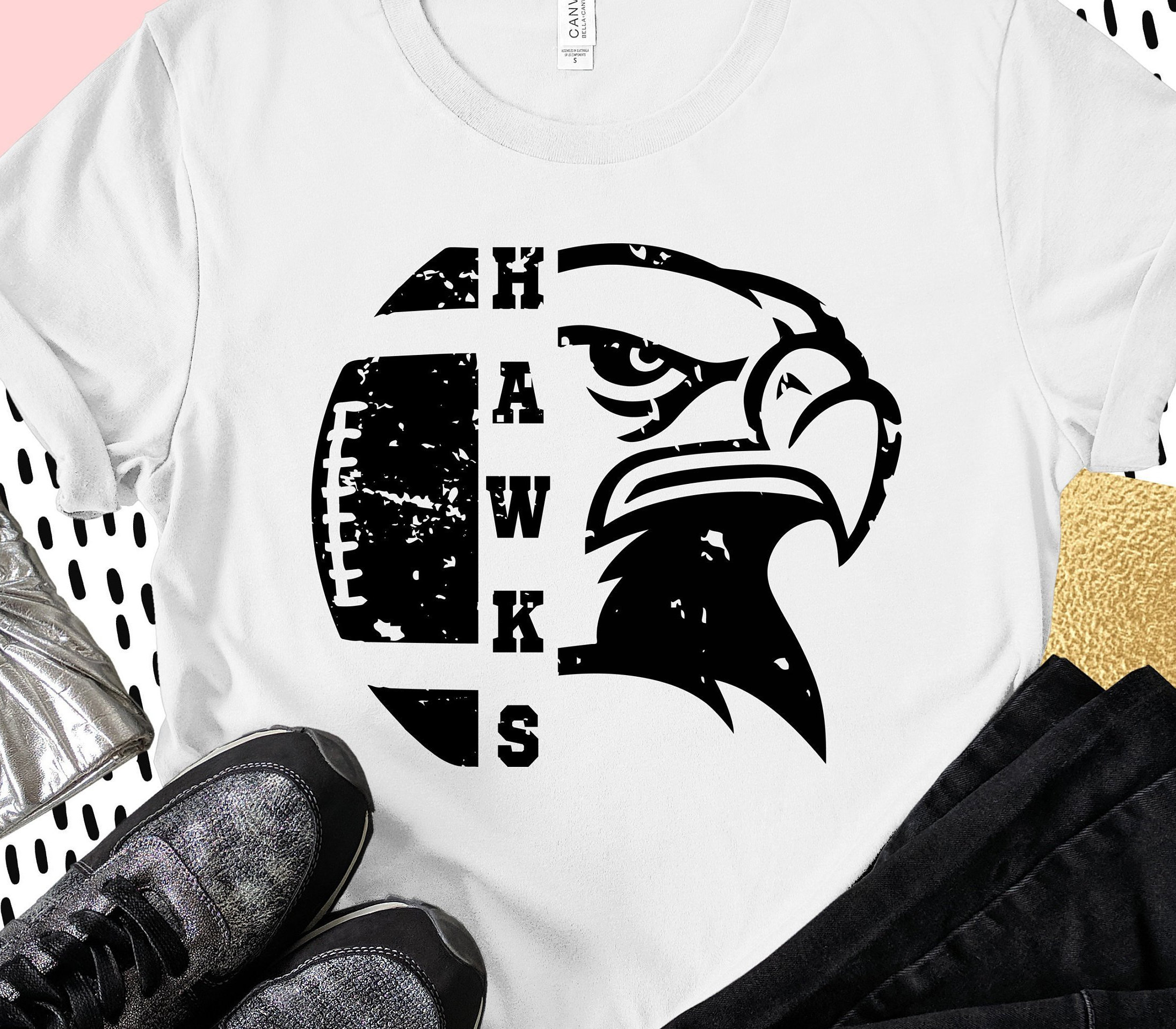 Hawks SVG Football SVG Grunge Hawks Football Design | Etsy