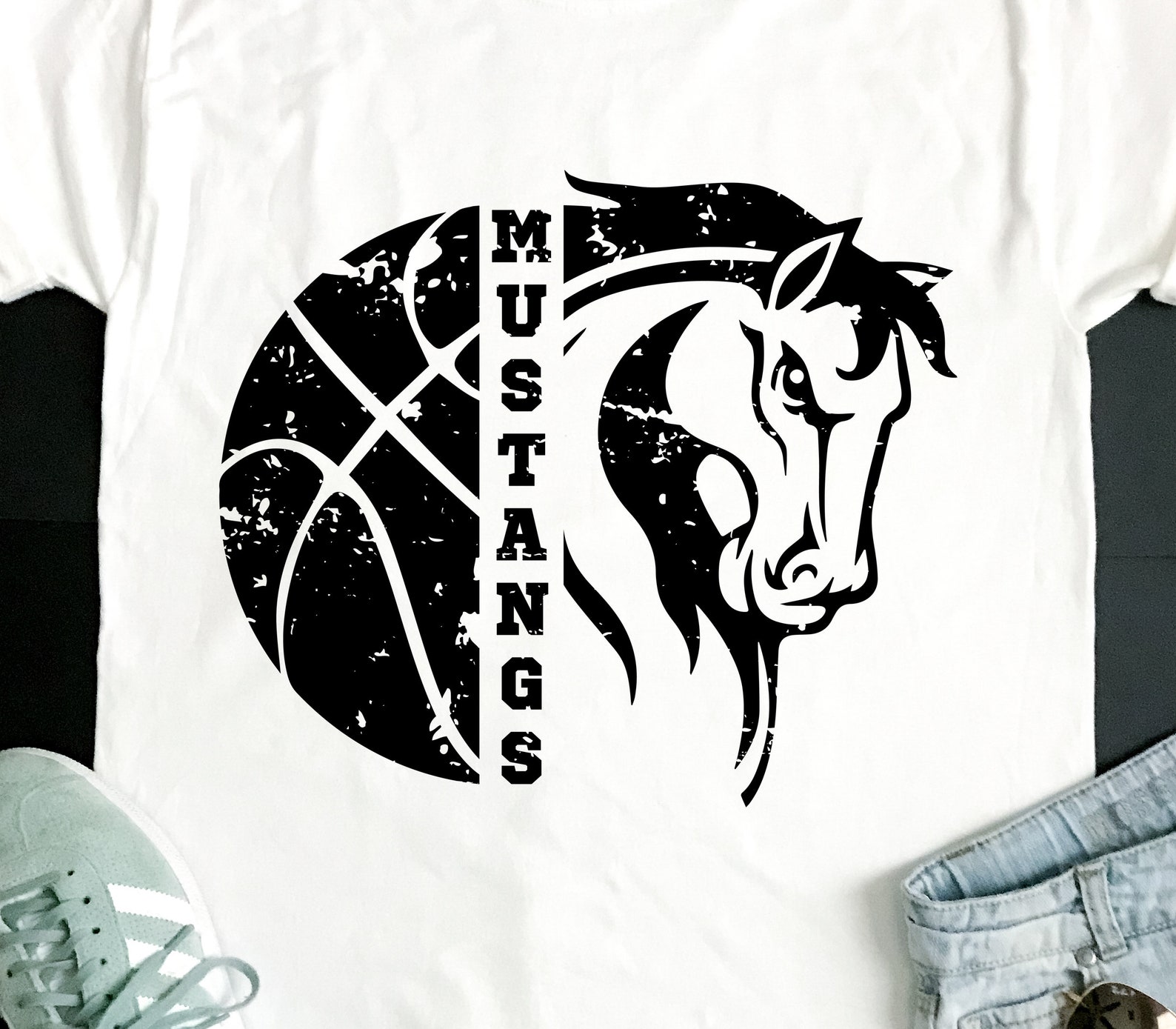 Mustangs SVG Basketball SVG Grunge Mustangs Basketball | Etsy