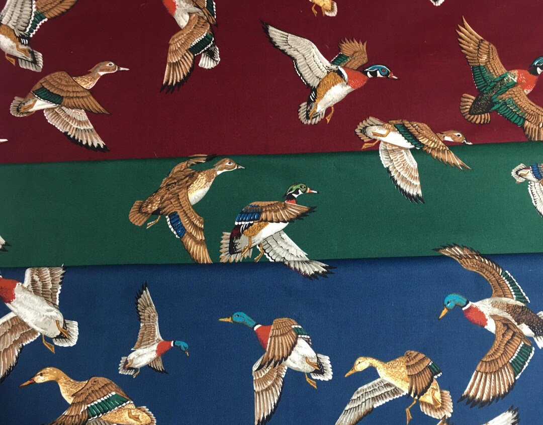 Ducks Waterfowl Fabric SOLD by the HALF YARD Mallards Wood Ducks Drakes ...