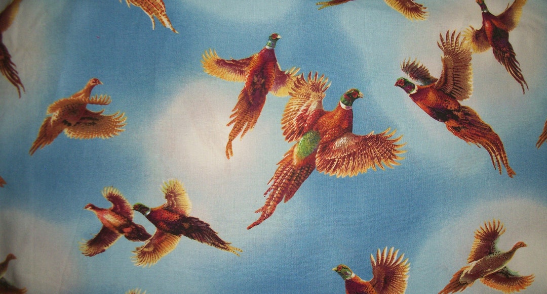 Pheasants 20" Long X 30" Wide WASHED Ring Necked Pheasants in Flight ...