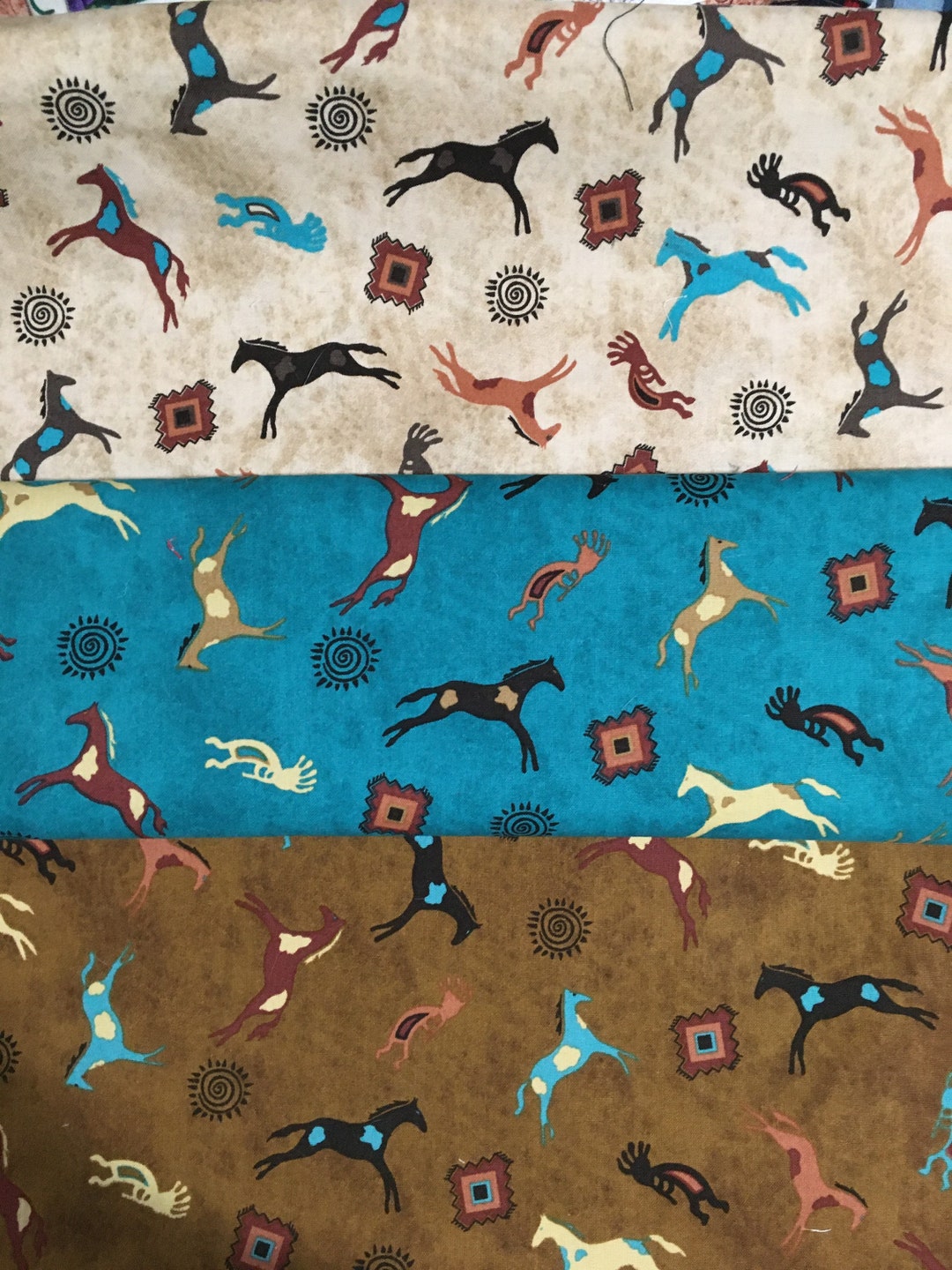 Kokopelli Deity Trickster Ponies SOLD by the Half YARD Native American ...