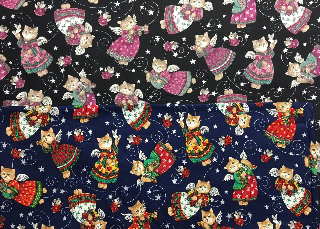 Christmas Angel Cats SOLD by the Fat QUARTER Mice Doves Musical ...