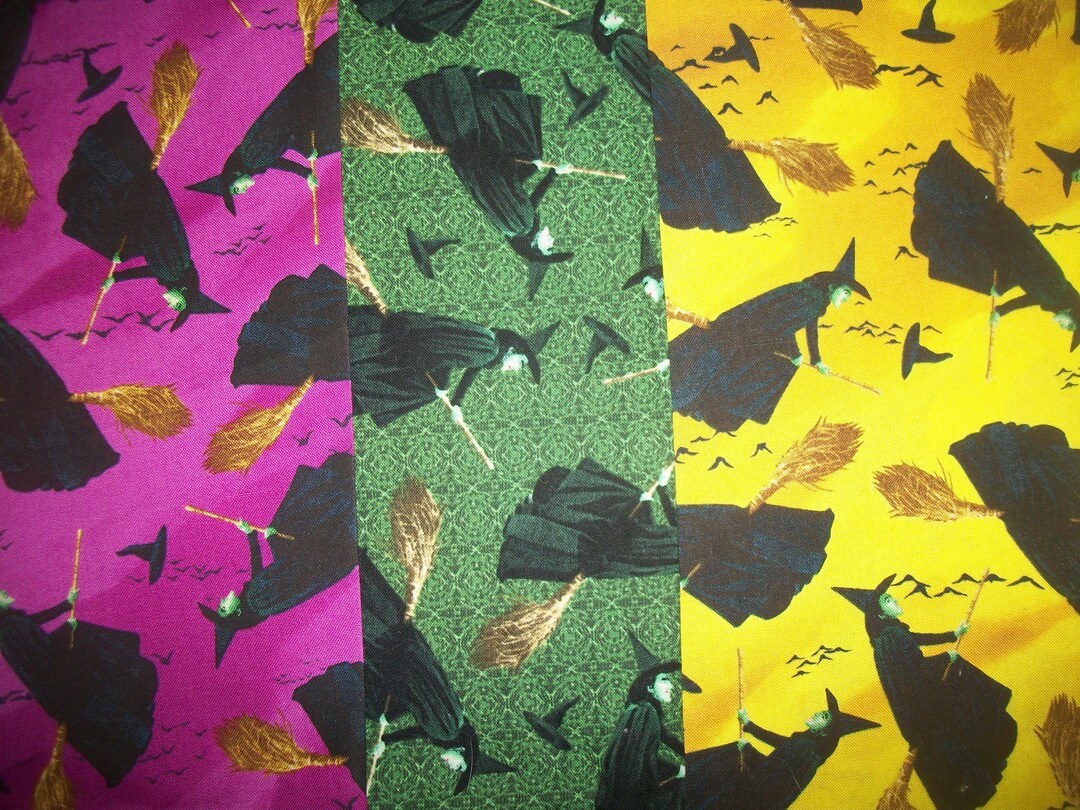 Wicked Witch SOLD by the Fat Quarter Broomstick Wizard of OZ Quilting ...