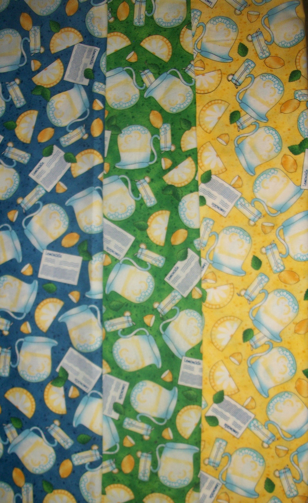 Lemonade Recipe by the FAT Quarter Lemons Pitchers Glasses Mint Leaves ...