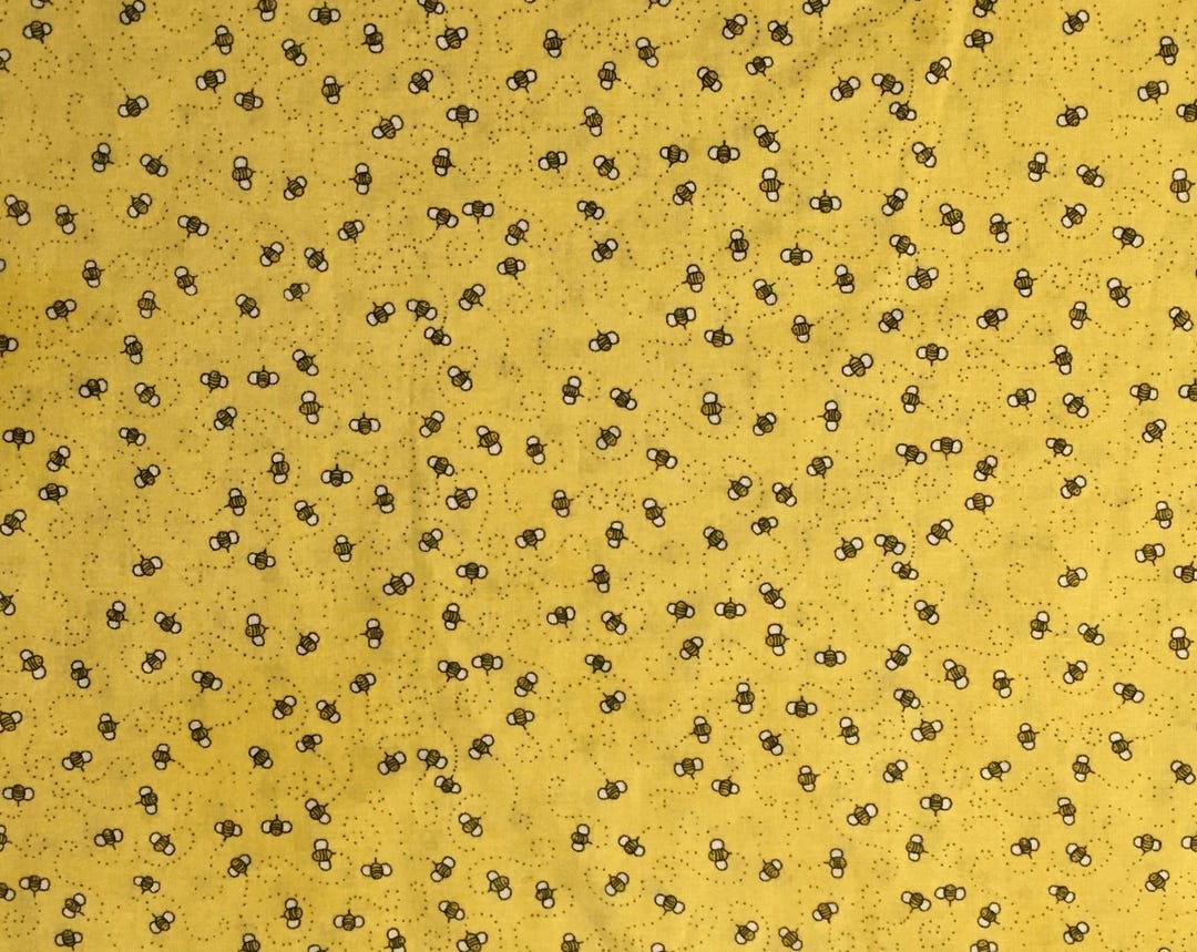 Tiny Bees Buzzing SOLD by the Half YARD Inches Wide Bees on Deep Yellow ...