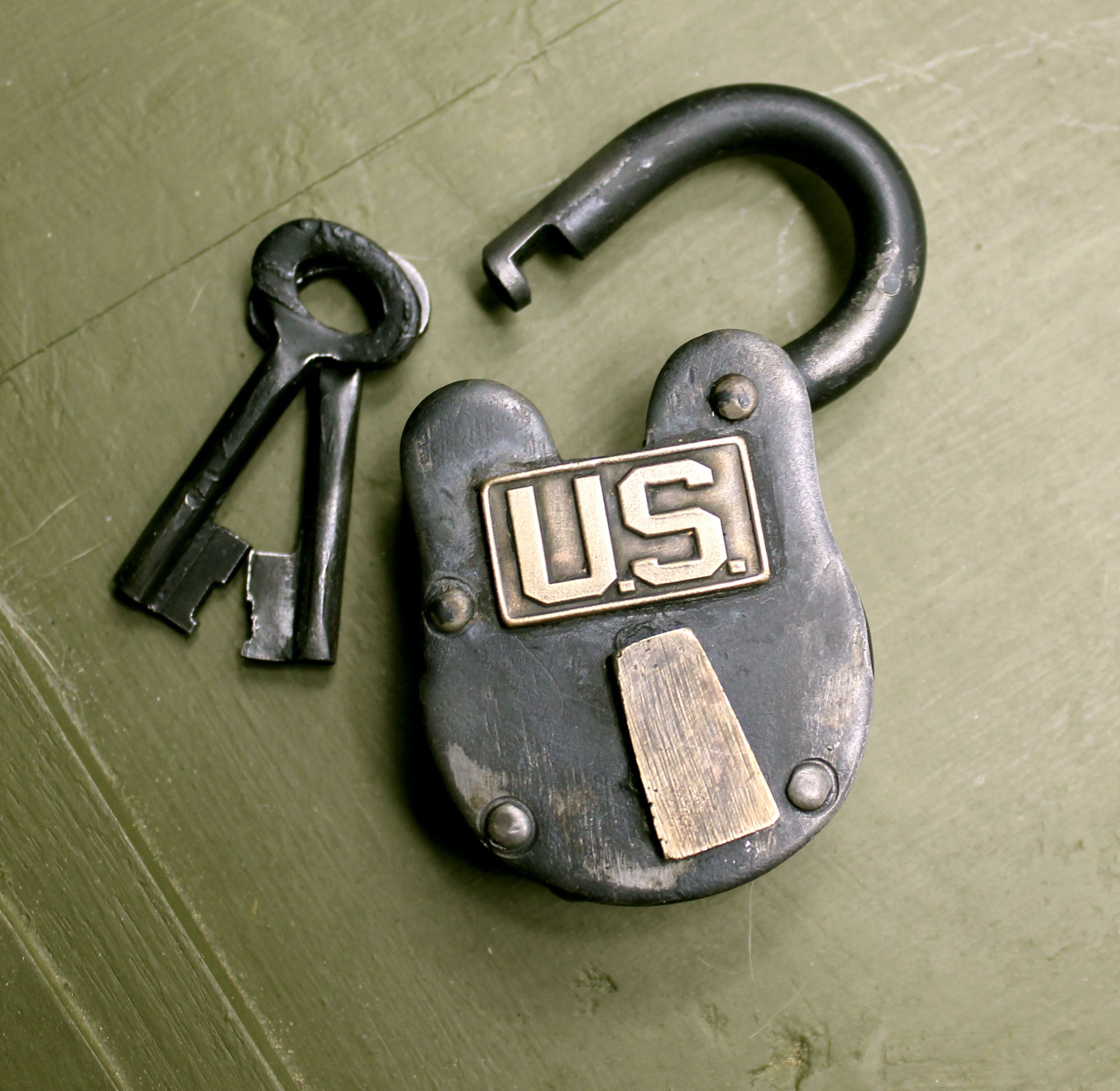 US military antique lock army ww2 footlocker cast iron and | Etsy