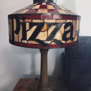Pizza Hut Tiffany Vintage Style Stained Glass Table Lamp Retro 80s 90s ...