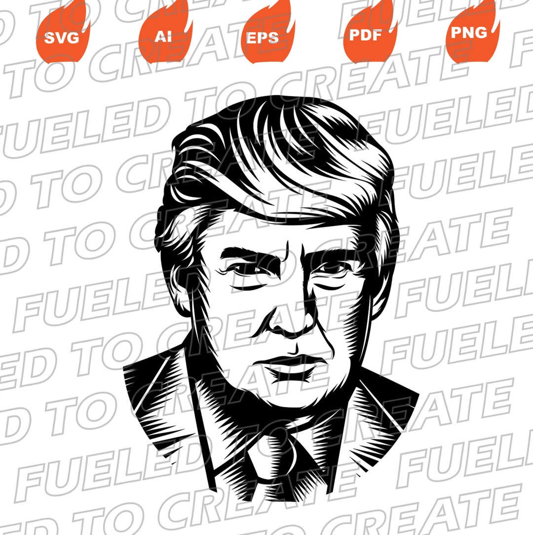 Trump Portrait Merica Face 2020 Vector SVG Cricut Silhouette Vector ...