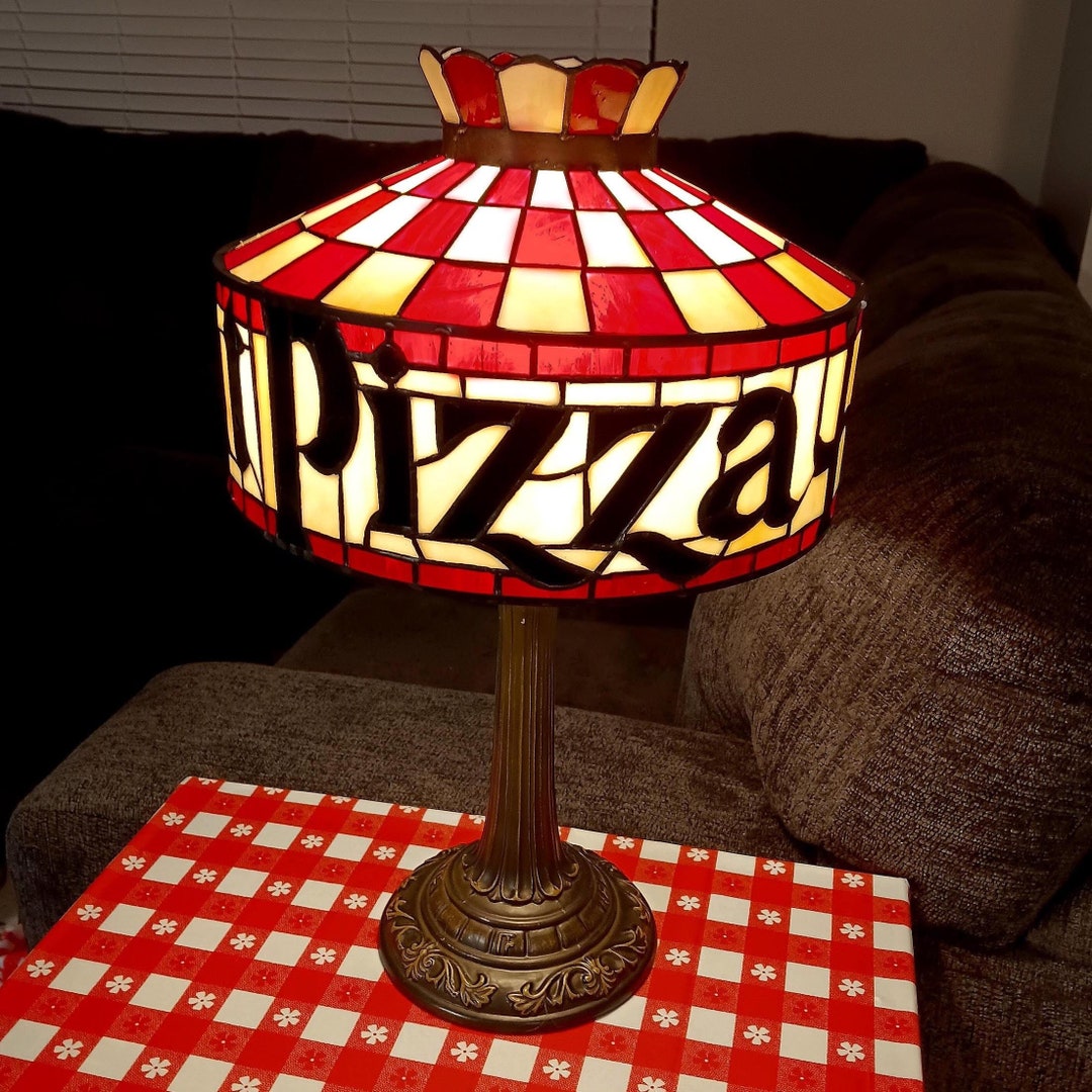 Pizza Hut Tiffany Vintage Style Stained Glass Table Lamp Retro 80s 90s ...