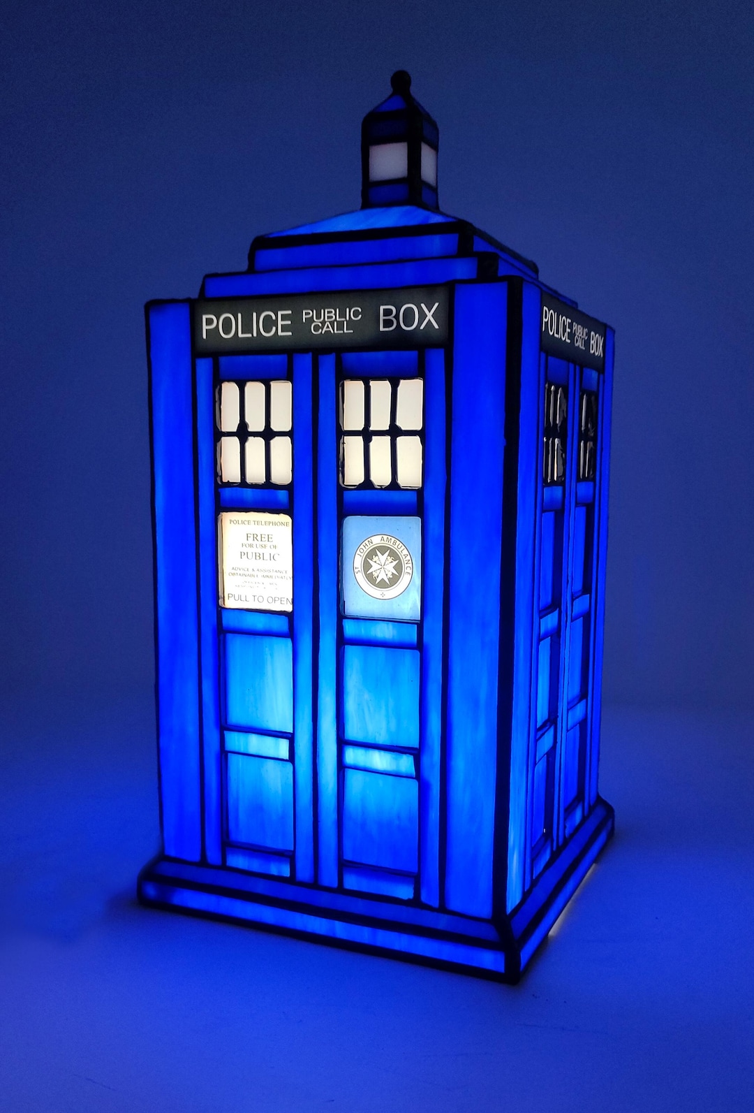 Handmade Stained Glass TARDIS Lamp – Real Glass Dr. Who Decor, Unique ...