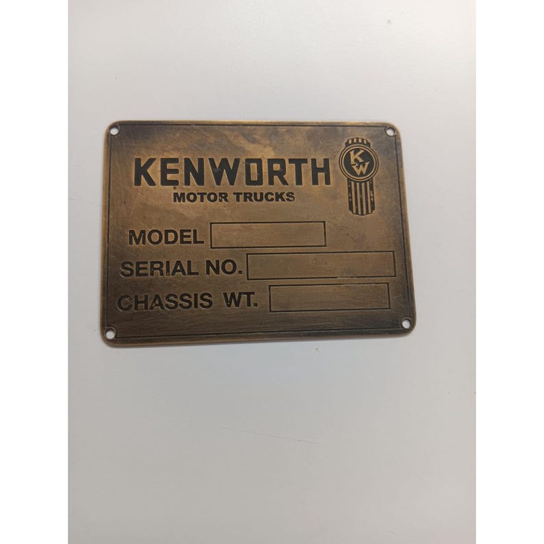 Vintage Kenworth Motor Trucks Brass Data Plate 3.75" X 2.5" W900 - Etsy