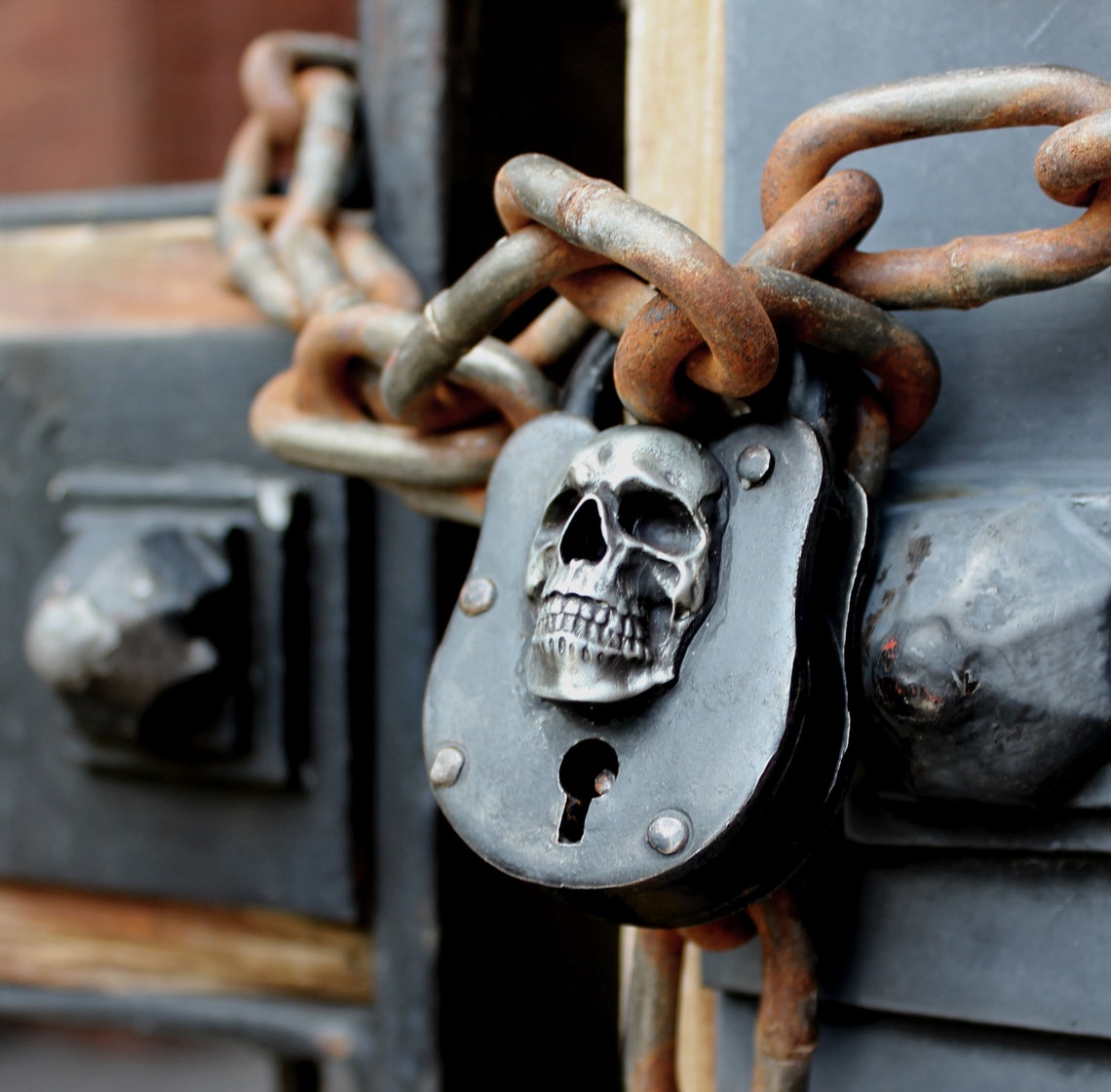 Skull Cast Iron Wicca Lock Pirate Antique Treasure Chest - Etsy Israel