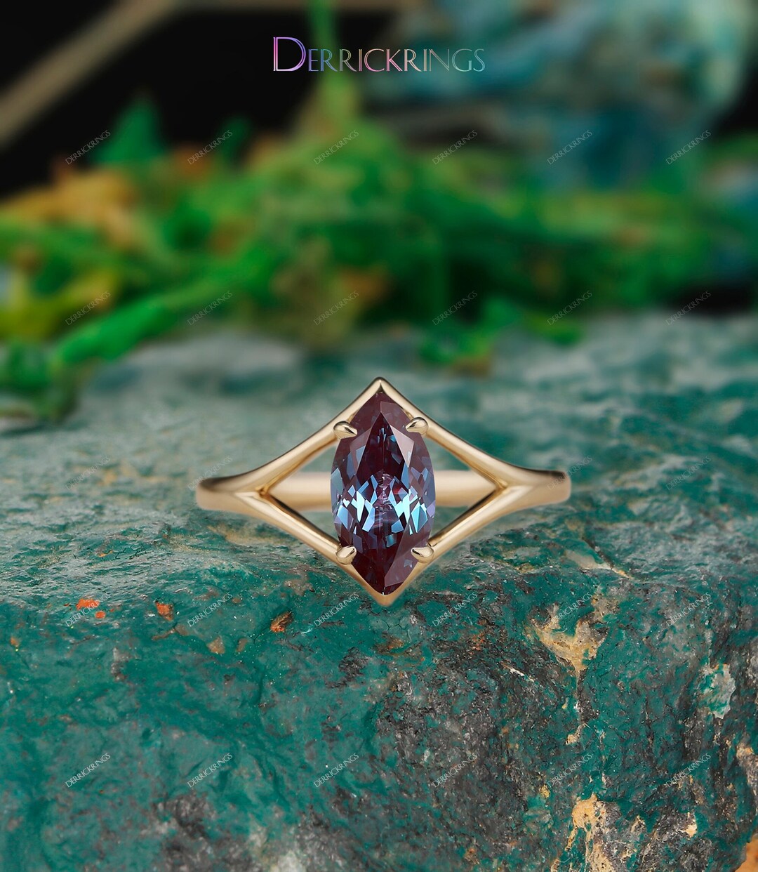 Eva Alexandrite Ring Teal / Purple Alexandrite Engagement Ring Promise ...