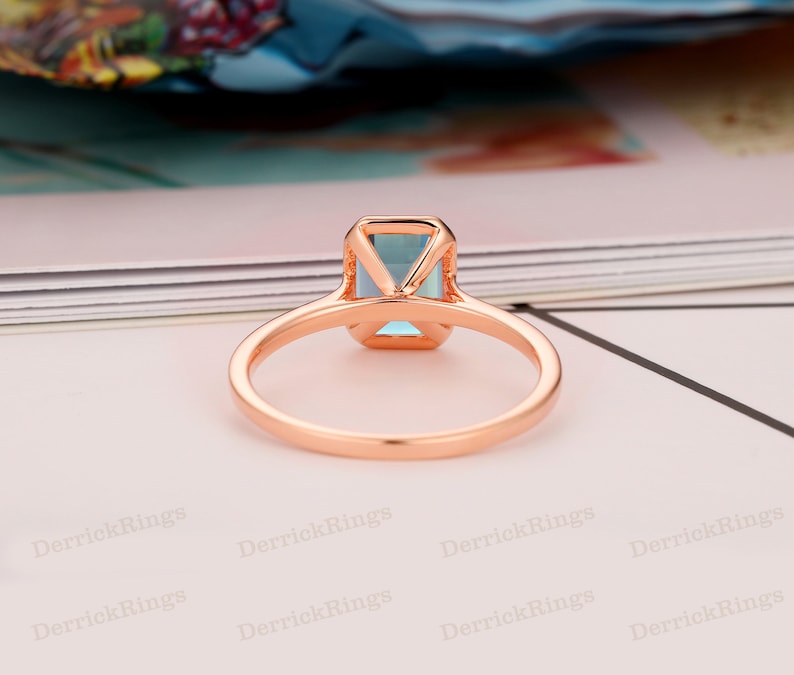 Color Changing Gemstone Ring 6x8mm Emerald Cut Alexandrite - Etsy