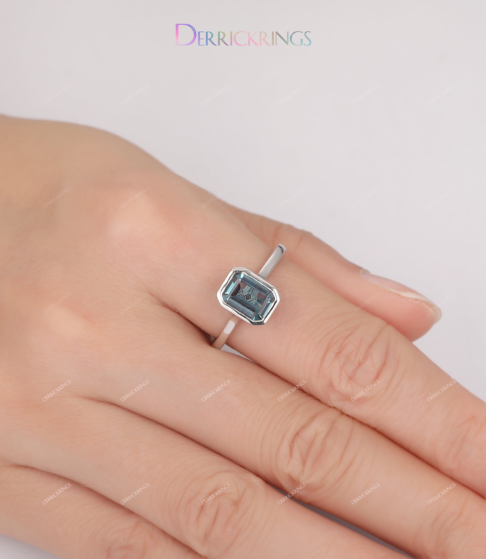 Color Changing Gemstone Ring 6x8mm Emerald Cut Alexandrite - Etsy