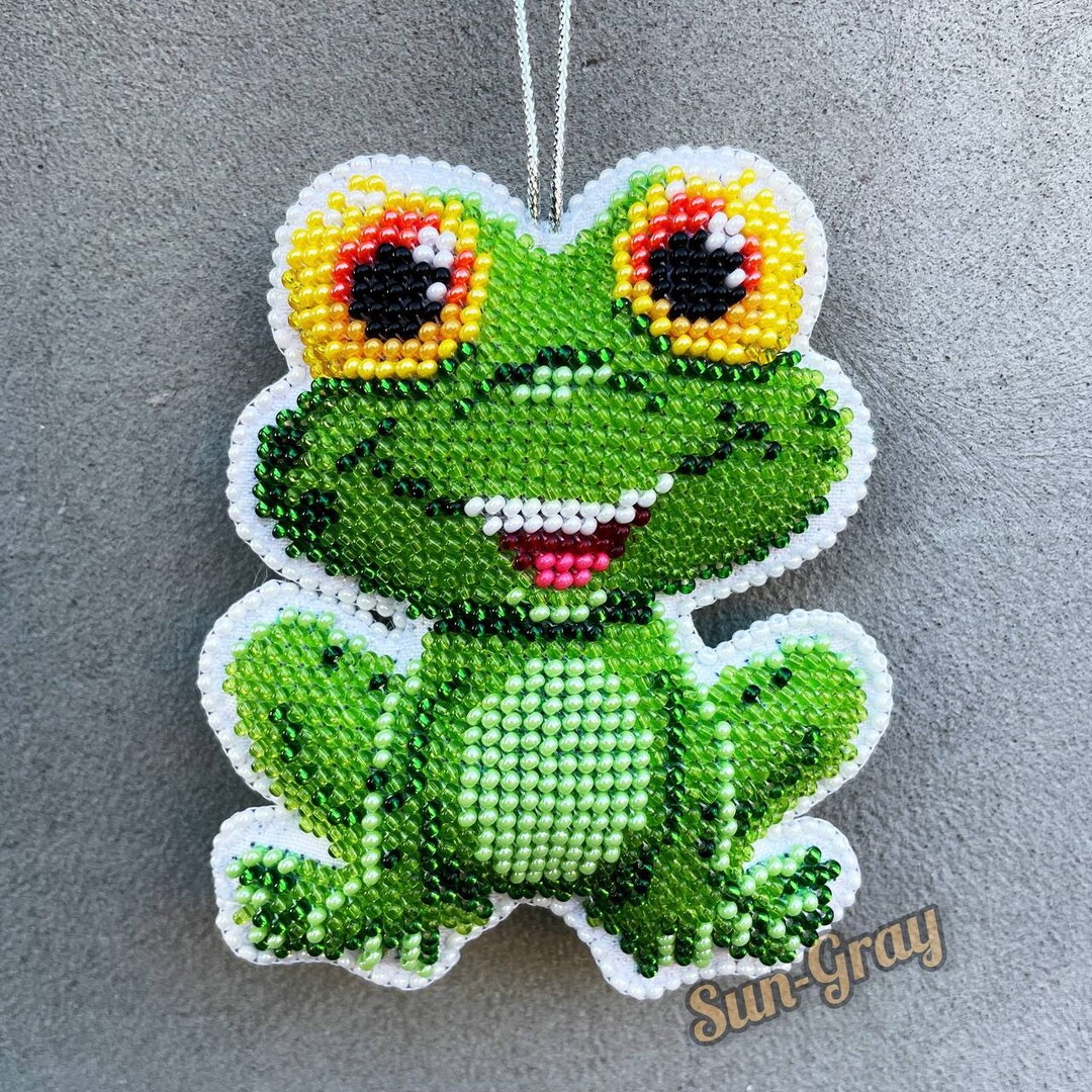 Frog Bead Embroidery Kit. Seed Bead Toy Kit. DIY Craft Kit. Fantasy ...